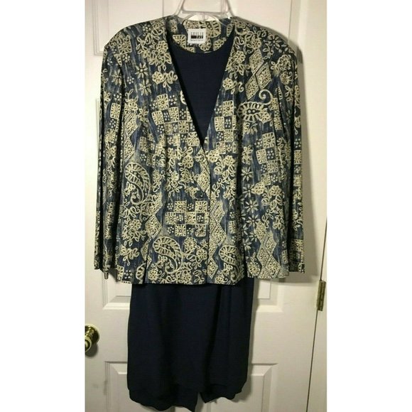 Leslie Fay | Dresses | Leslie Fay Womens Petite Navy And Beige 2 Piece ...